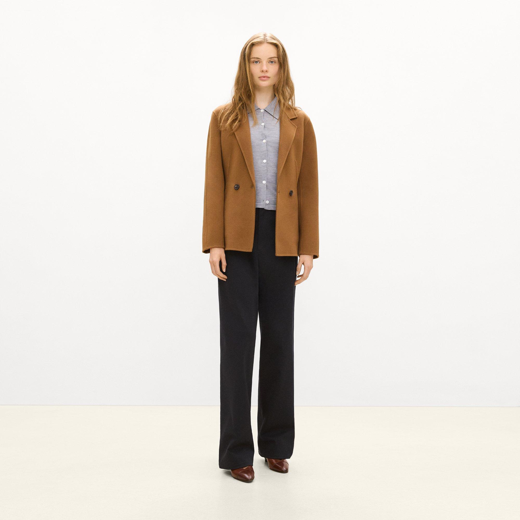 THEORY Theory Peplum Double-Breasted Blazer in Double-Face Wool-Cashmere